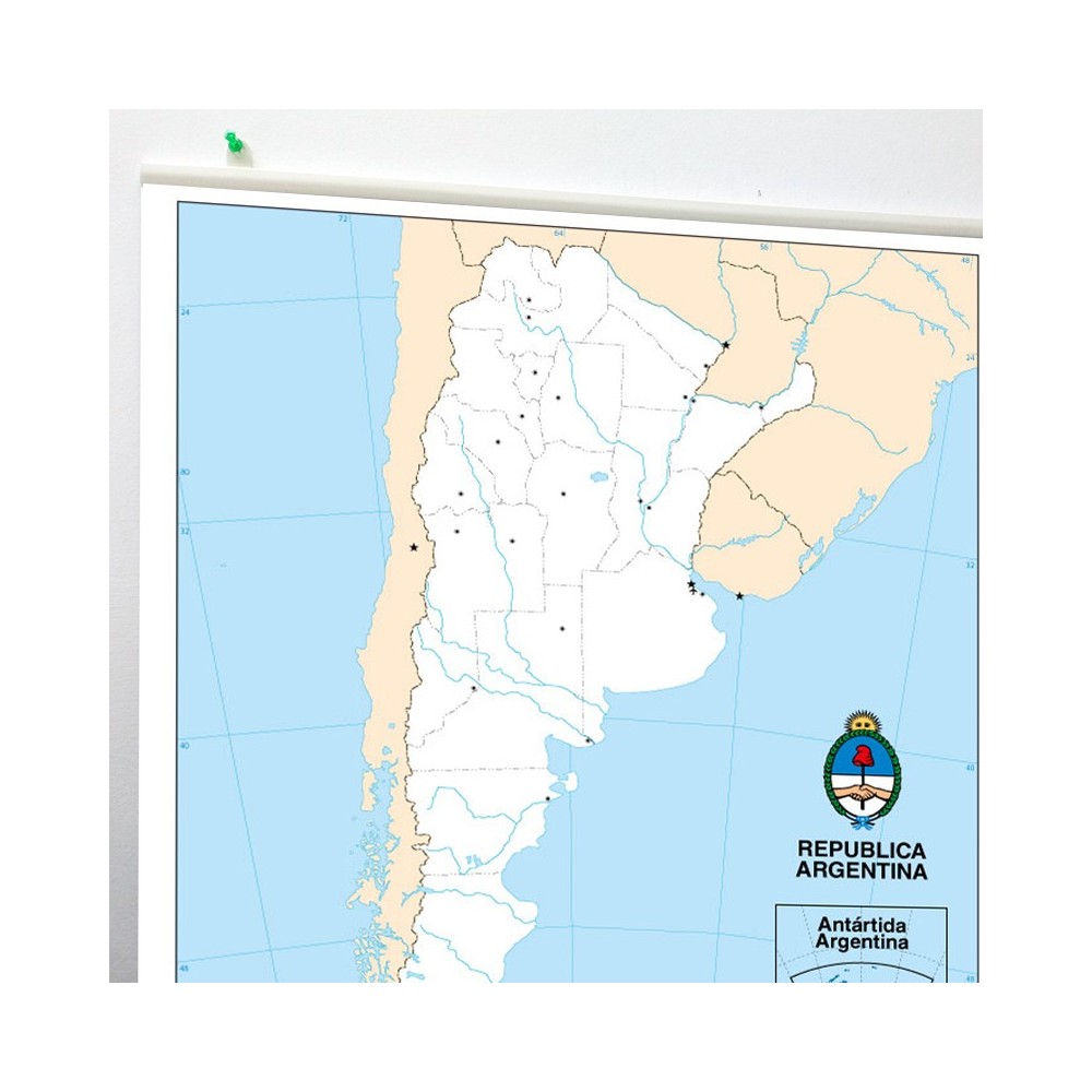 Mapa Argentina Mudo en lona de 80 x 120 cms. listo para colgar